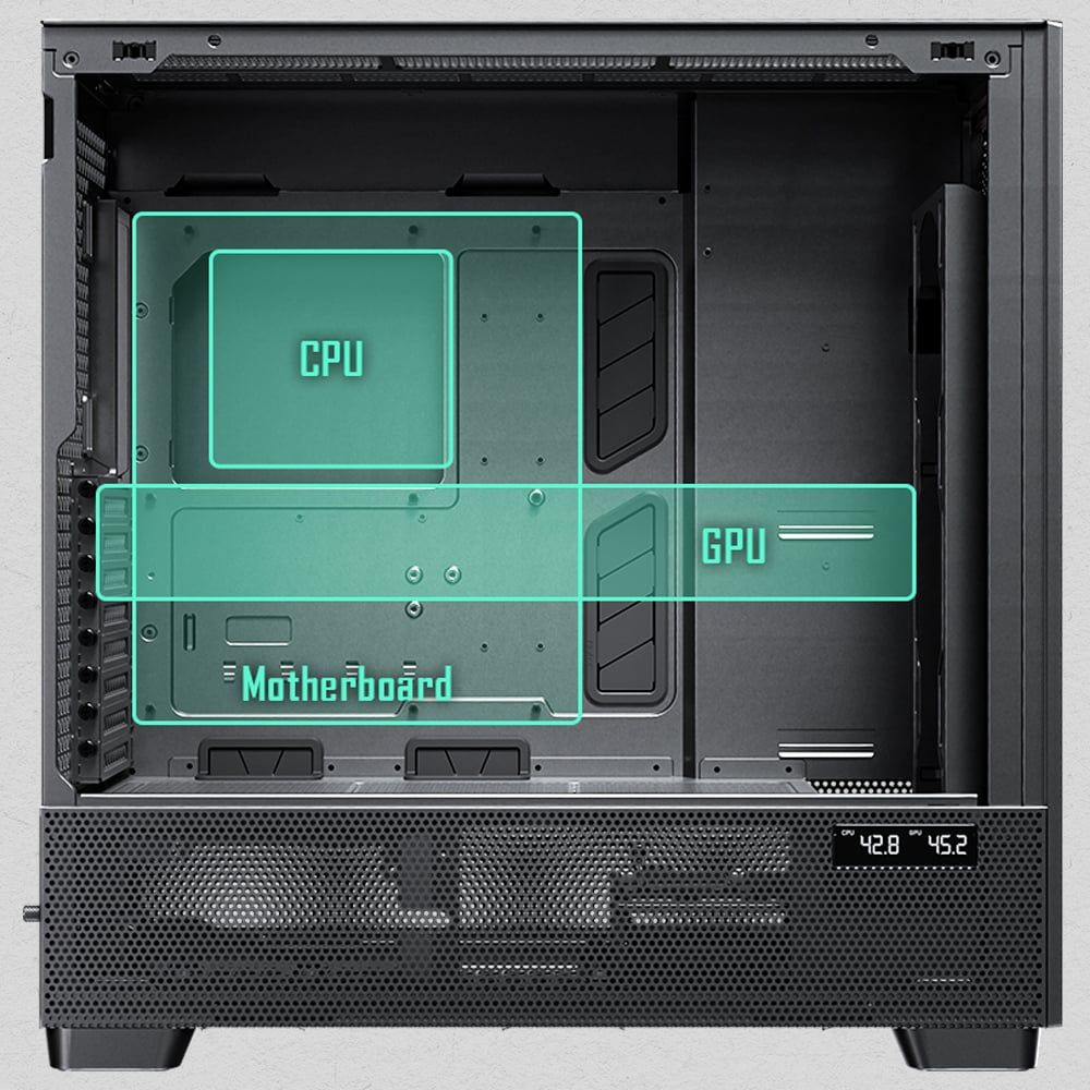 Antec Flux Pro, 6 x PWM Fans Included, High-Airflow Front Panel with Walnut Wood, iShift PSU 90 ...